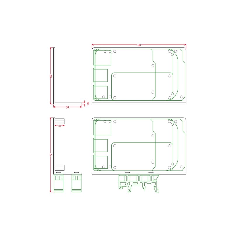 Support de montage Mount Rail DIN pour Arduino, Raspberry Pi