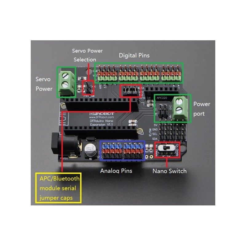 Carte Shield extension DFRobot DFR0012 IO pour Arduino Nano