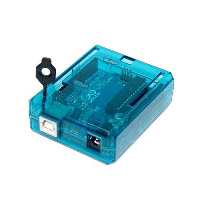 Boîtier plastique transparent bleu pour Arduino Uno