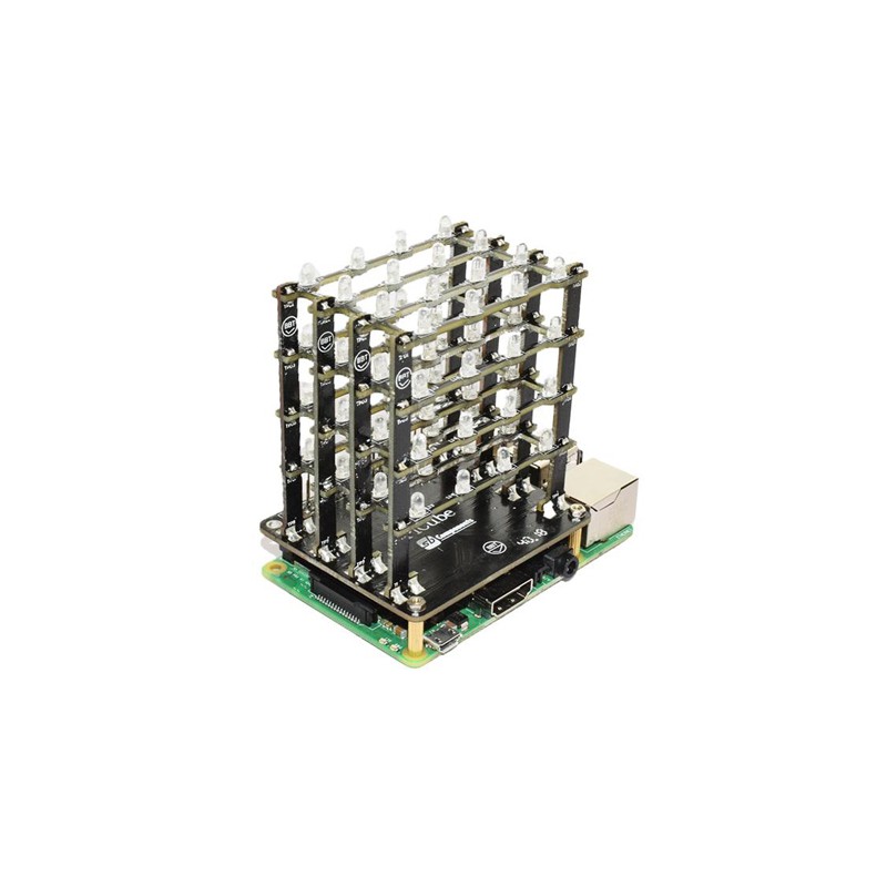Raspberry Pi LED Cube PiCube - 64 Green LEDs HAT