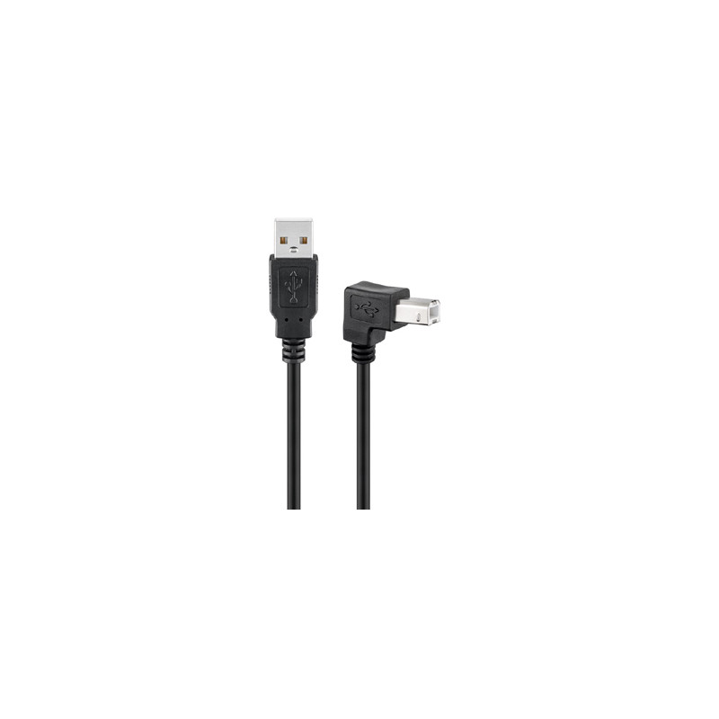 Cable USB A mâle - USB B mâle coudé pour Arduino - Longueur 1 m