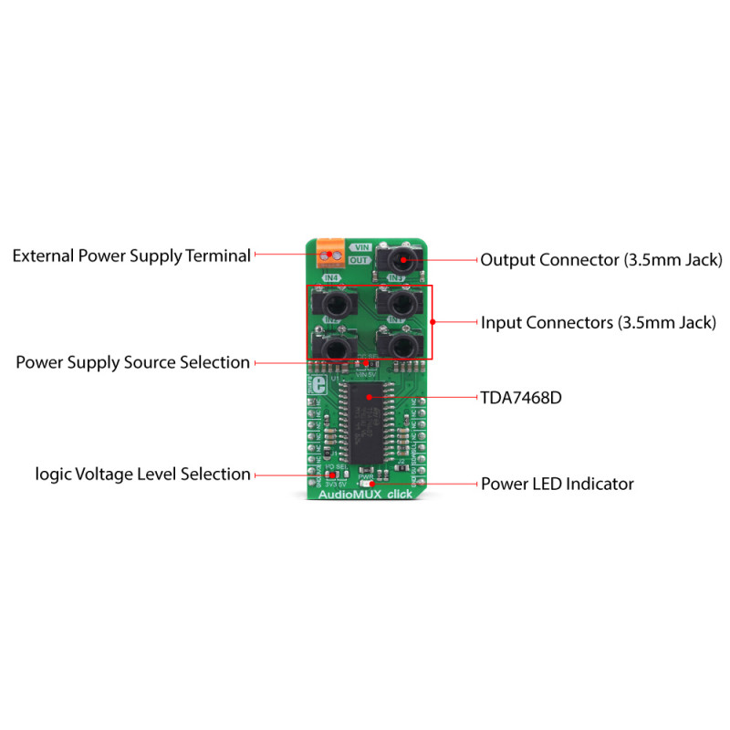 Module traitement son MIKROE3344 avec TDA7468D et MikroBUS™