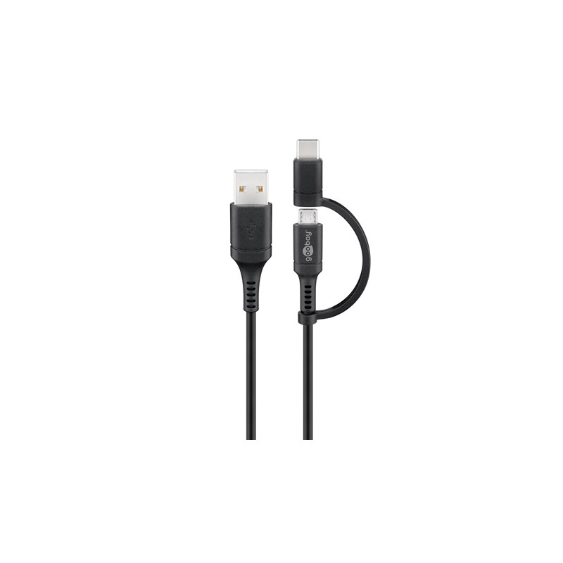 Cordon USB A vers micro USB et USB Type C 1 m