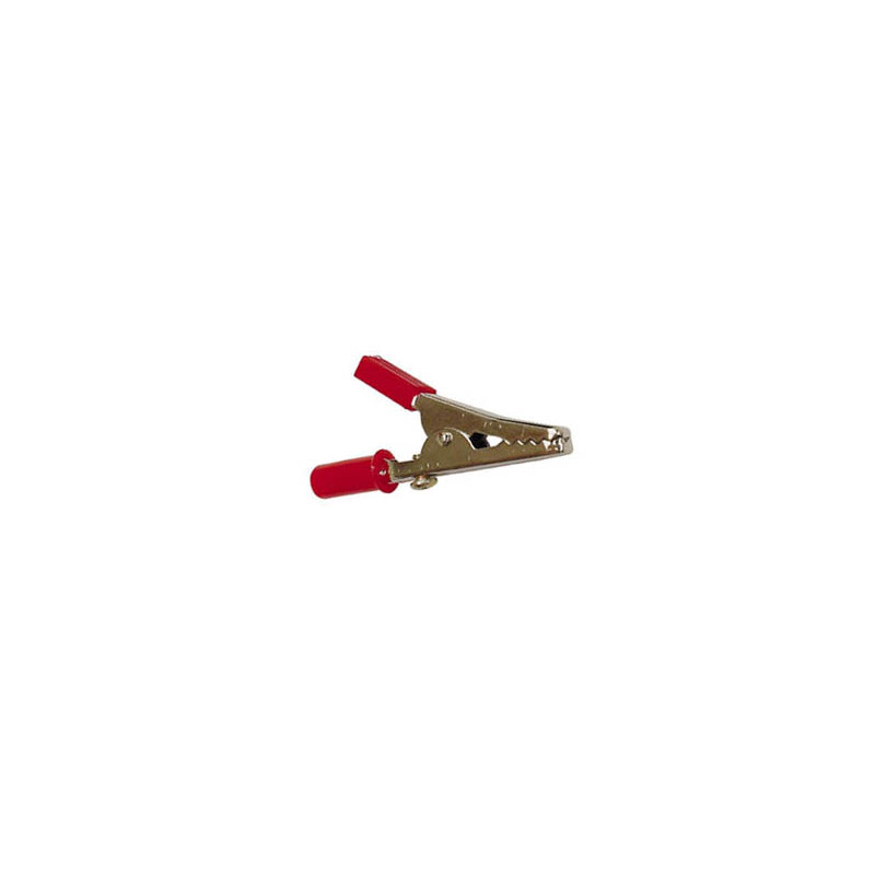 Pince crocodile 55 mm pour banane 4 mm ou à visser - rouge