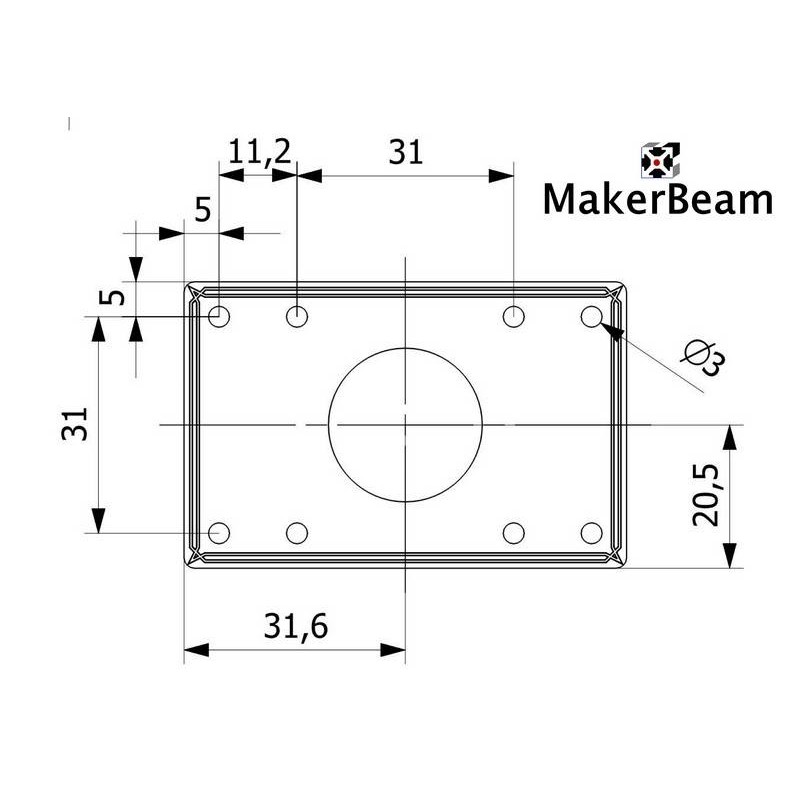 Support MakerBeam 100225 pour moteur pas à pas au standard NEMA17