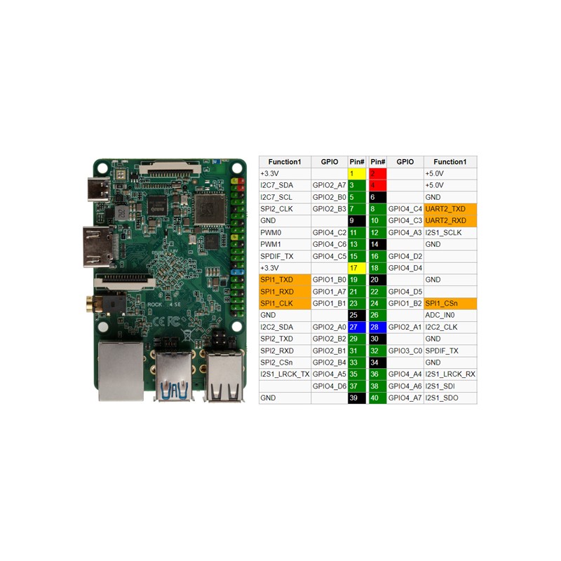 Mini ordinateur mono carte Radxa Rock 4 Modèle SE - 4 GB