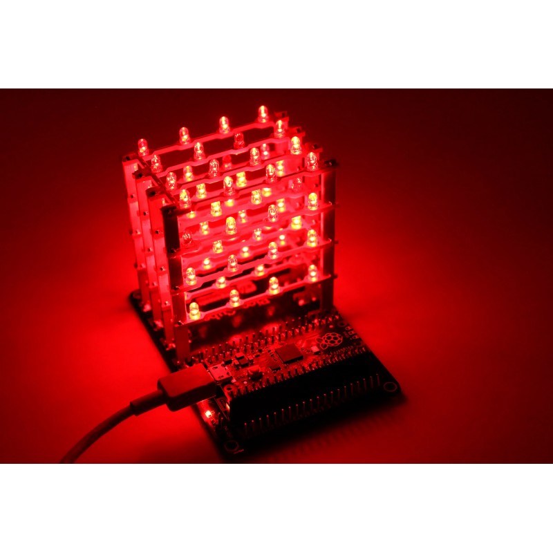 Platine Pico Cube à 64 leds rouges pour Raspberry Pi Pico