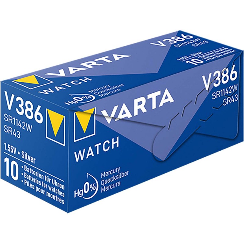 Pile montre argent VARTA V386 - VARTA Silver Coin 105 mAh